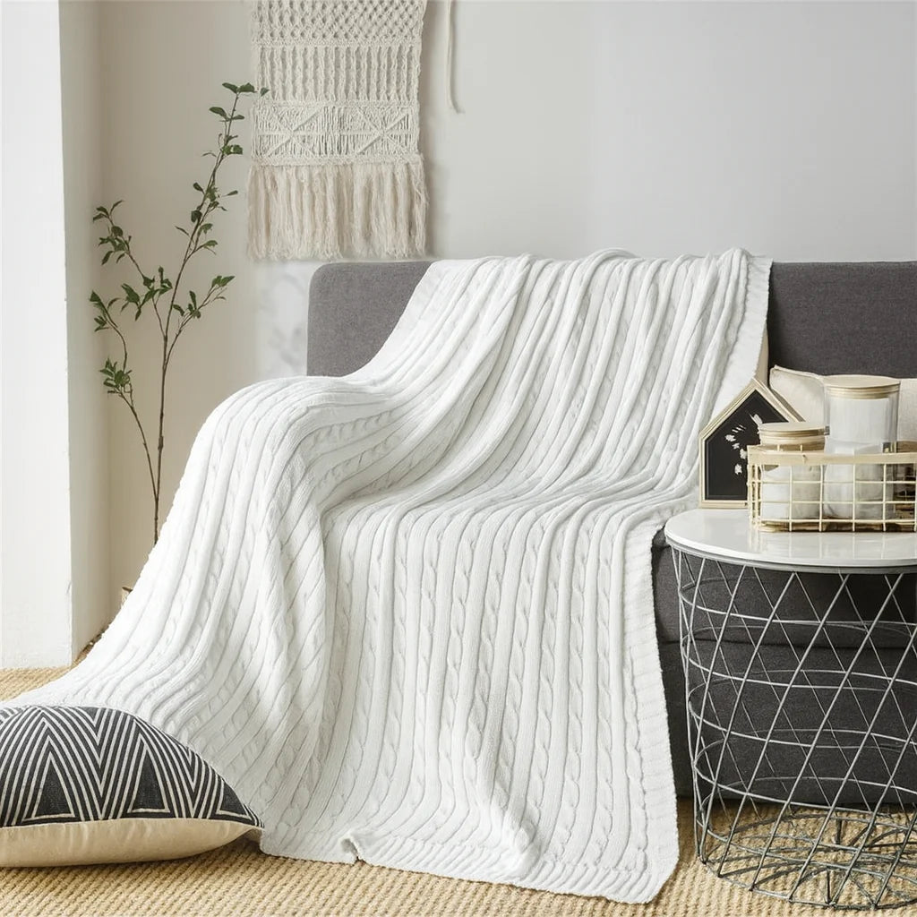 The Knitted Blanket - 100% Cotton – The Fleece Company UK